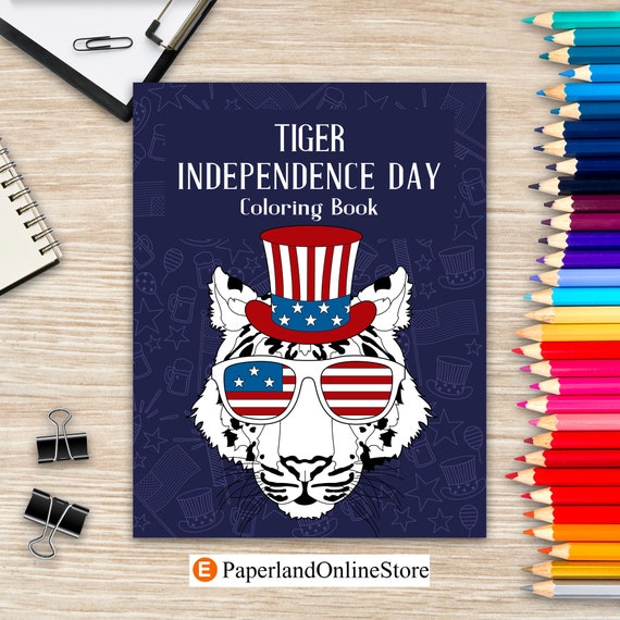 Tiger Independence Day Coloring Book Tiger Patterns Page - Etsy
