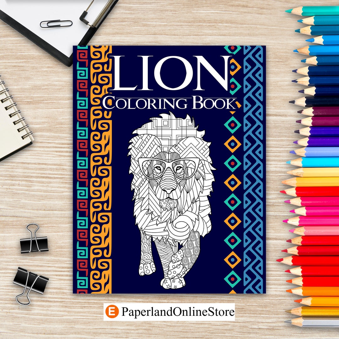 Lion Coloring Book, Coloring Books for Adults, Gifts for Lion Lovers ...