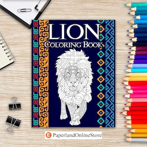 Lion Coloring Book, Coloring Books for Adults, Gifts for Lion Lovers ...