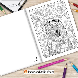 Sheltie Coloring Book, Zentangle Animal, Floral and Mandala Style ...