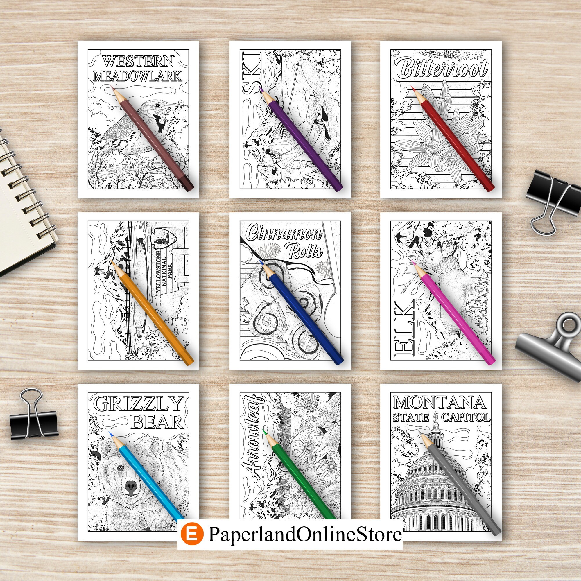 Montana Coloring Book Adult Painting on USA States Landmarks - Etsy