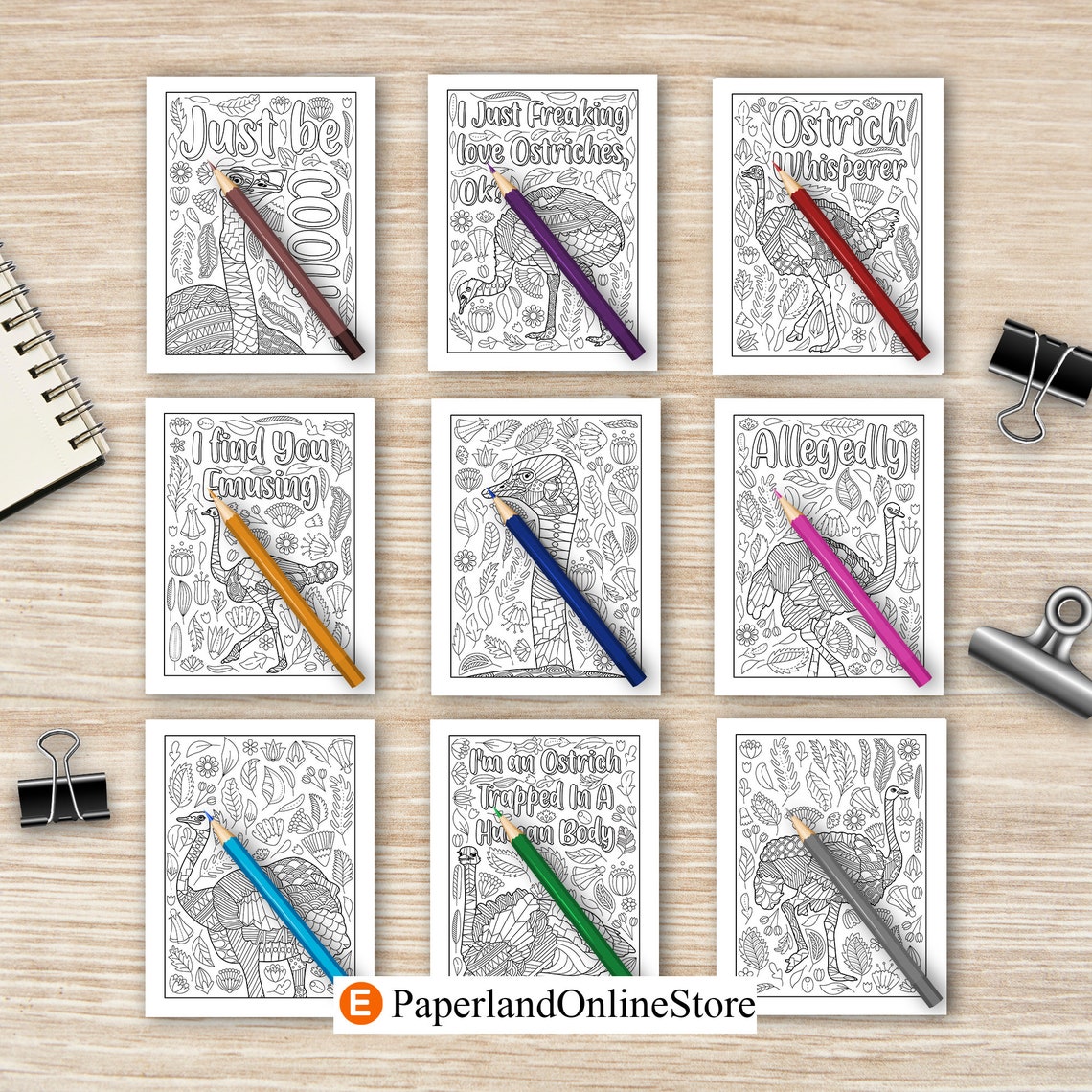 Ostrich Mandala Coloring Book, Coloring Books for Adults, Gifts for ...