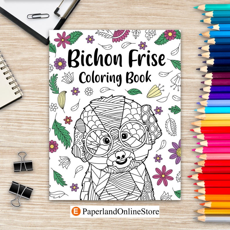 Bichon Frise Coloring Book, Coloring Books for Adults, Gifts for Bichon ...