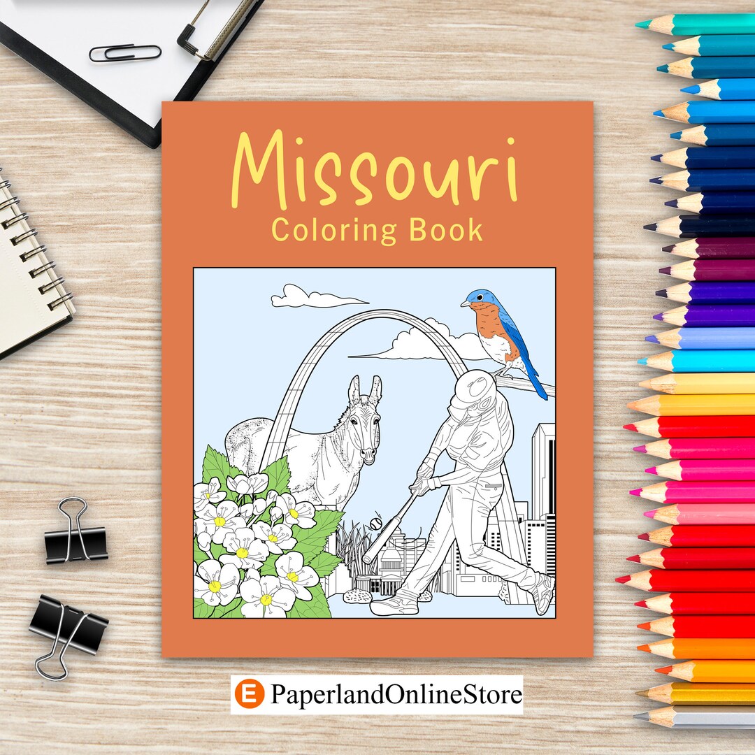 Missouri Coloring Book, Adult Coloring Page, Painting on USA States ...