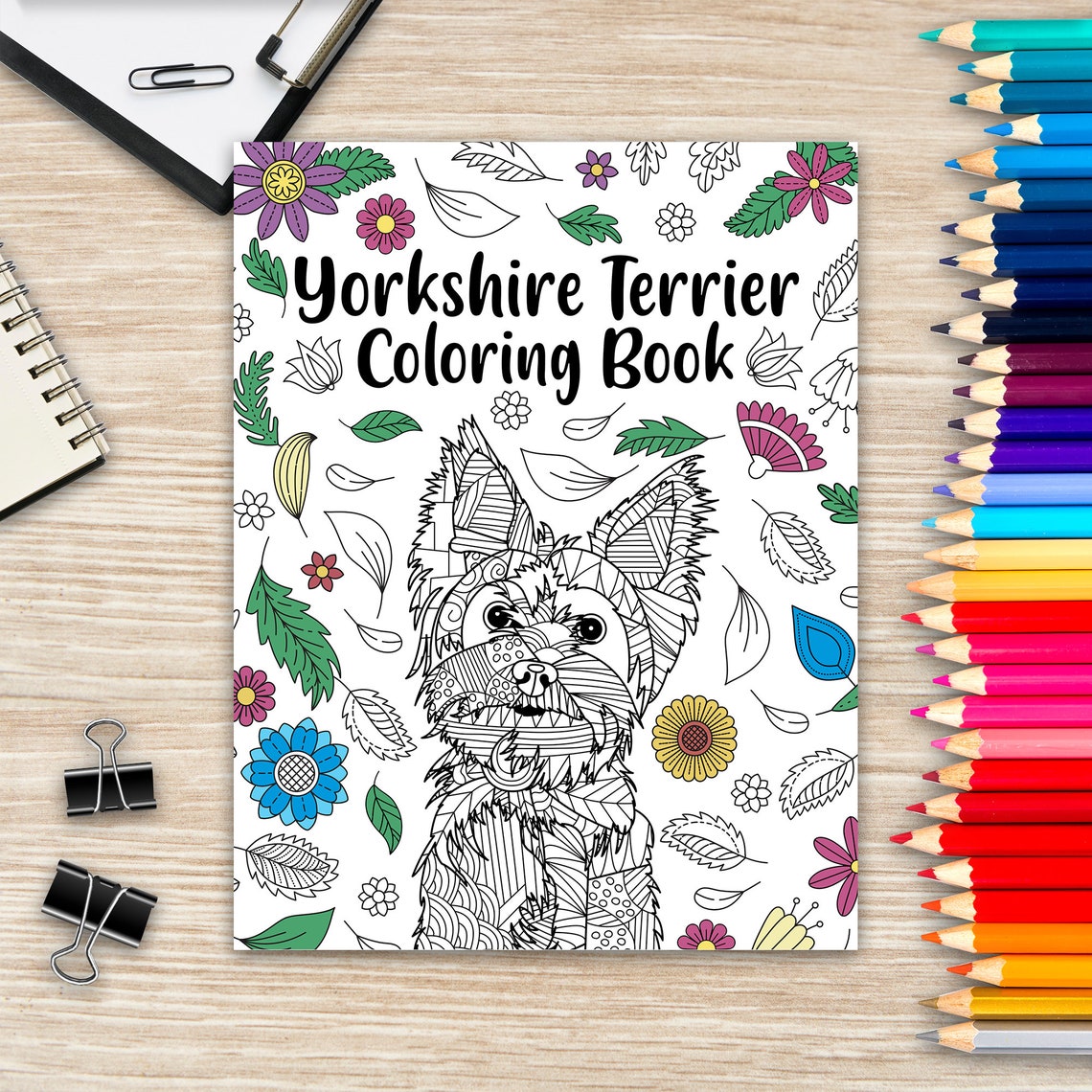 Yorkshire Terrier Adult Coloring Book Animal Coloring Book | Etsy