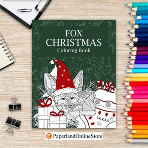 Fox Christmas Coloring Book, Coloring Books for Adults, Merry Christmas ...
