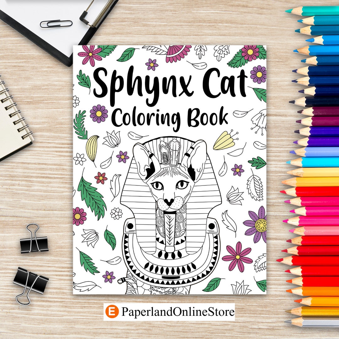 Sphynx Cat Coloring Book, Coloring Books for Adult, Floral Mandala ...