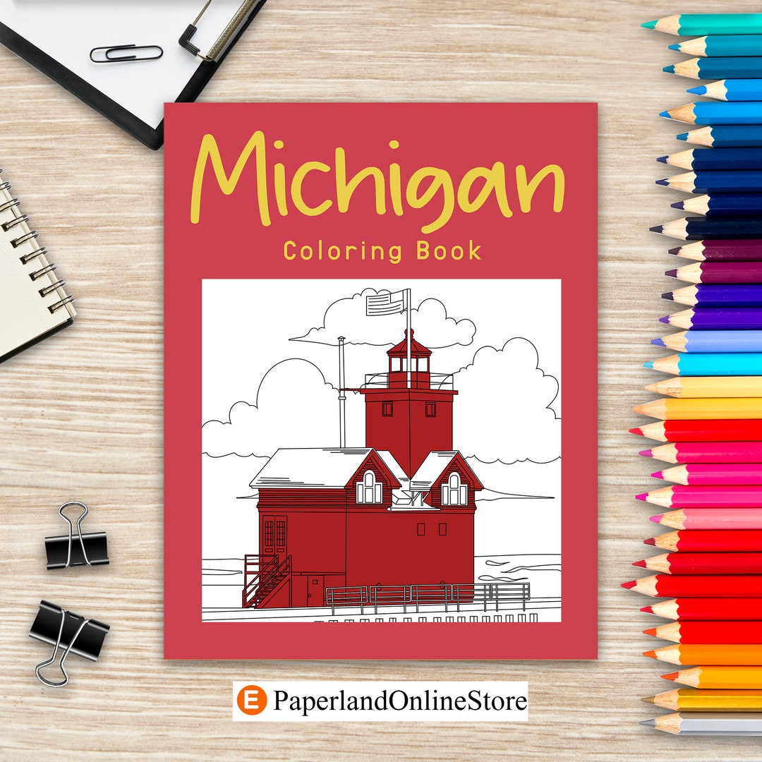 Michigan Coloring Book for Adults: Landmarks & Iconic Designs - Etsy