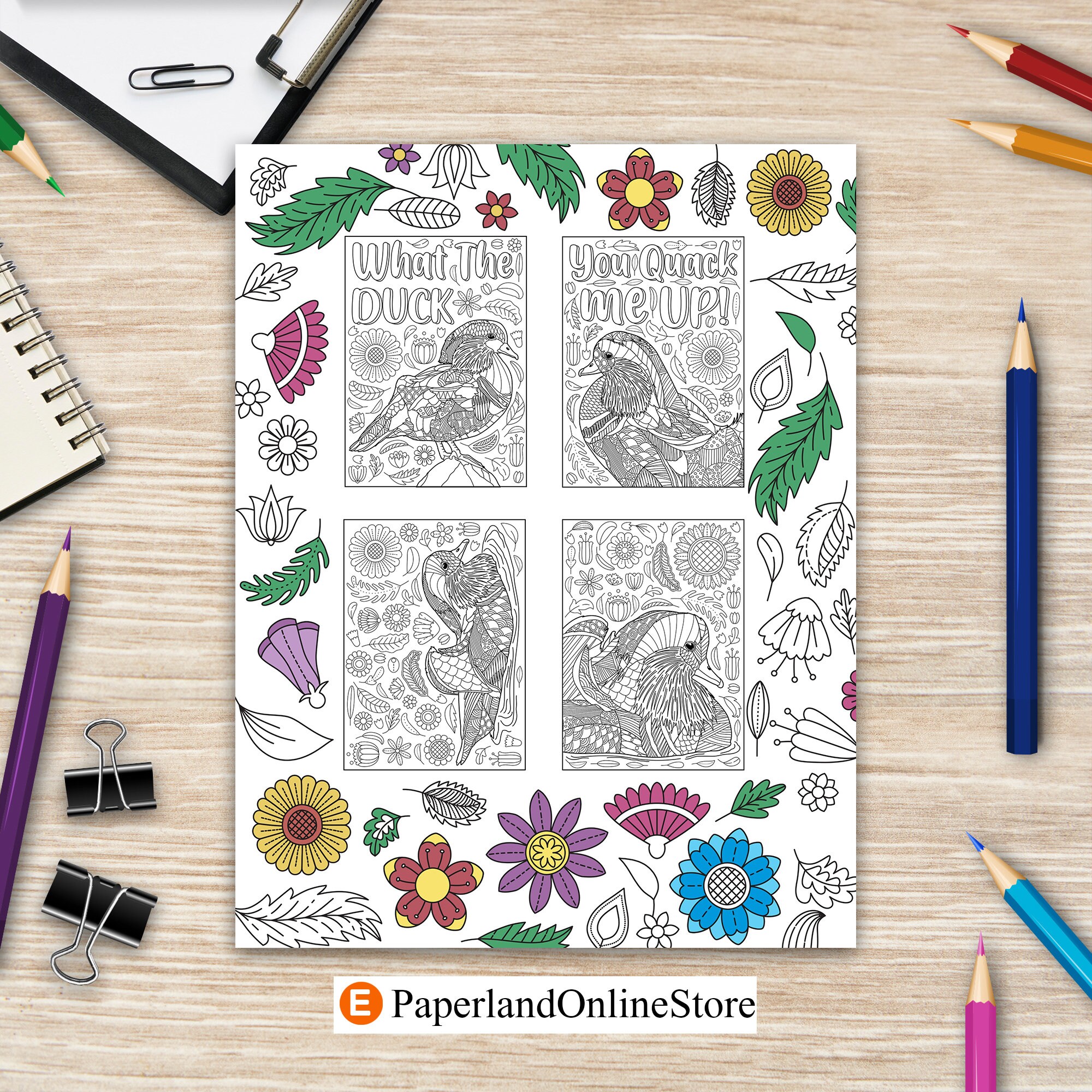 Mandarin Duck Coloring Book: Zentangle Style, Adult Coloring Pages - Etsy