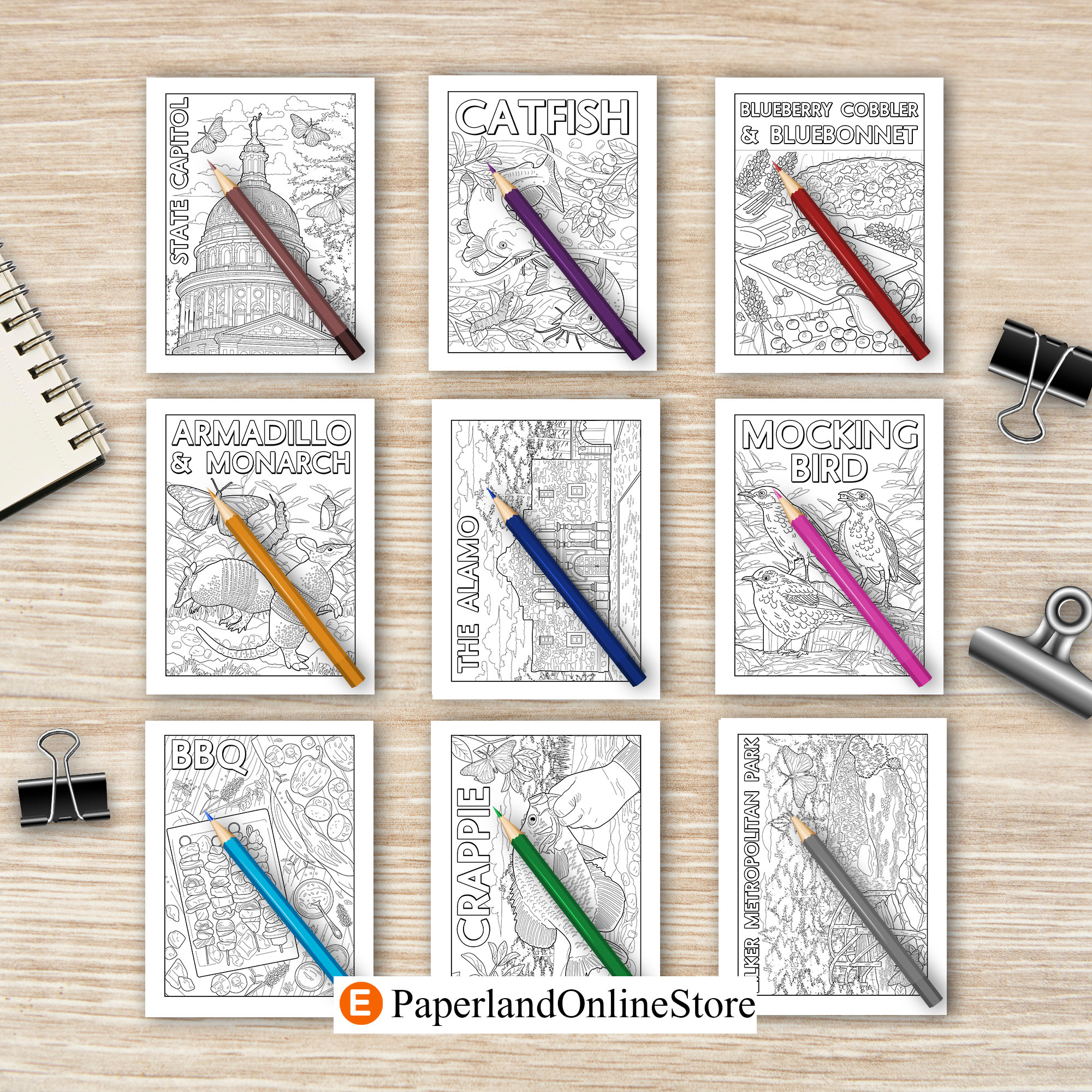 Texas Coloring Book Adult Coloring Pages Painting on USA - Etsy