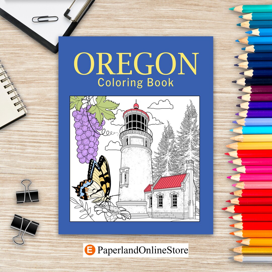 Oregon Coloring Book, Adult Coloring Page, Painting on USA States ...