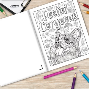 Corgi Coloring Book, Adult Coloring Book, Dog Lover Gift, Corgi Gifts ...