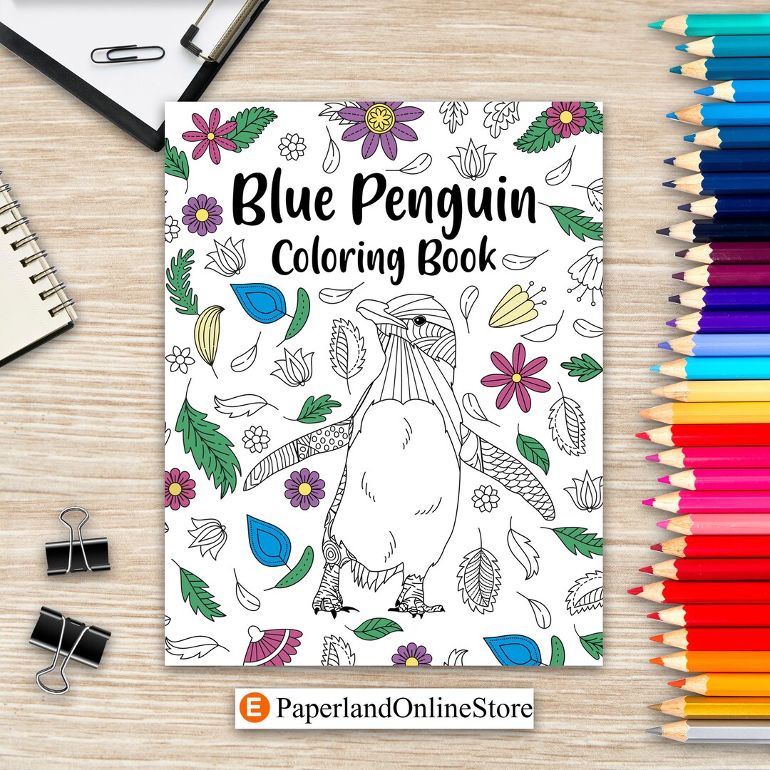 Blue Penguin Coloring Book, Zentangle Pattern and Mandala Style ...