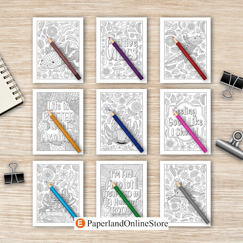 Axolotl Coloring Book Mandala Crafts & Hobbies Zentangle - Etsy