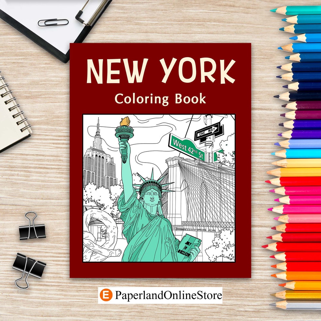 New York Coloring Book, Adult Coloring Pages, Painting on USA States ...