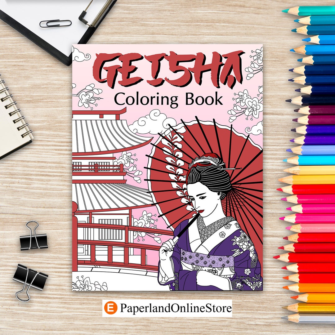 Geisha Coloring Book, Coloring Books for Adults, Geisha Fans, Japanese ...