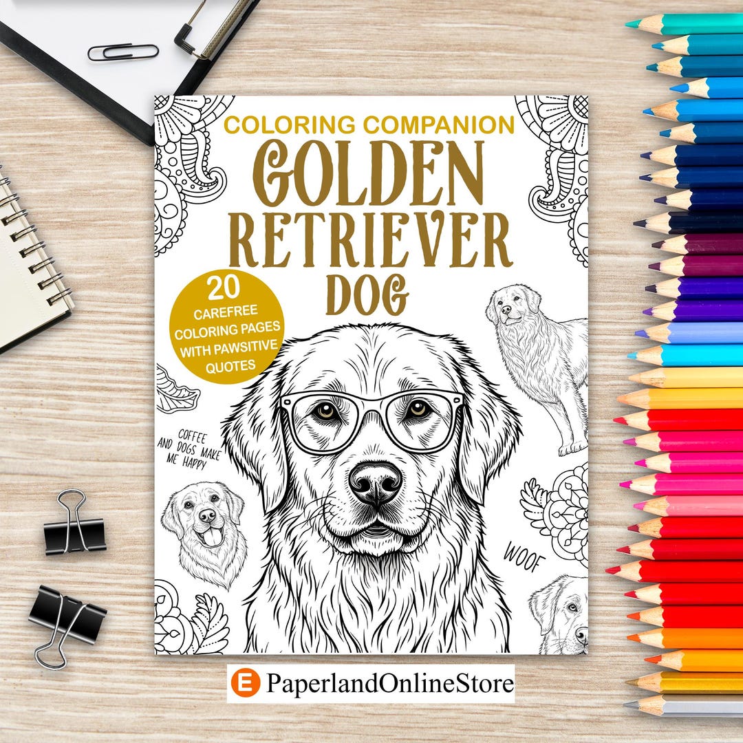 Golden Retriever Coloring Book: Funny Quotes & Mandala Designs - Etsy