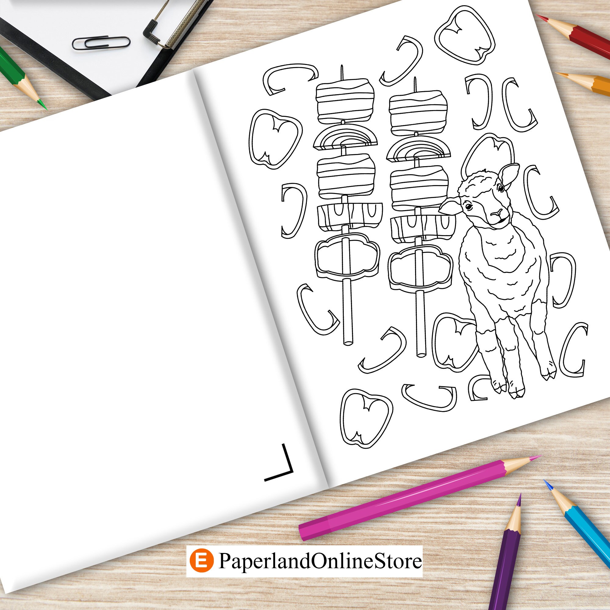 Kawaii Food and Sheep Coloring Book Adult Coloring Pages | Etsy