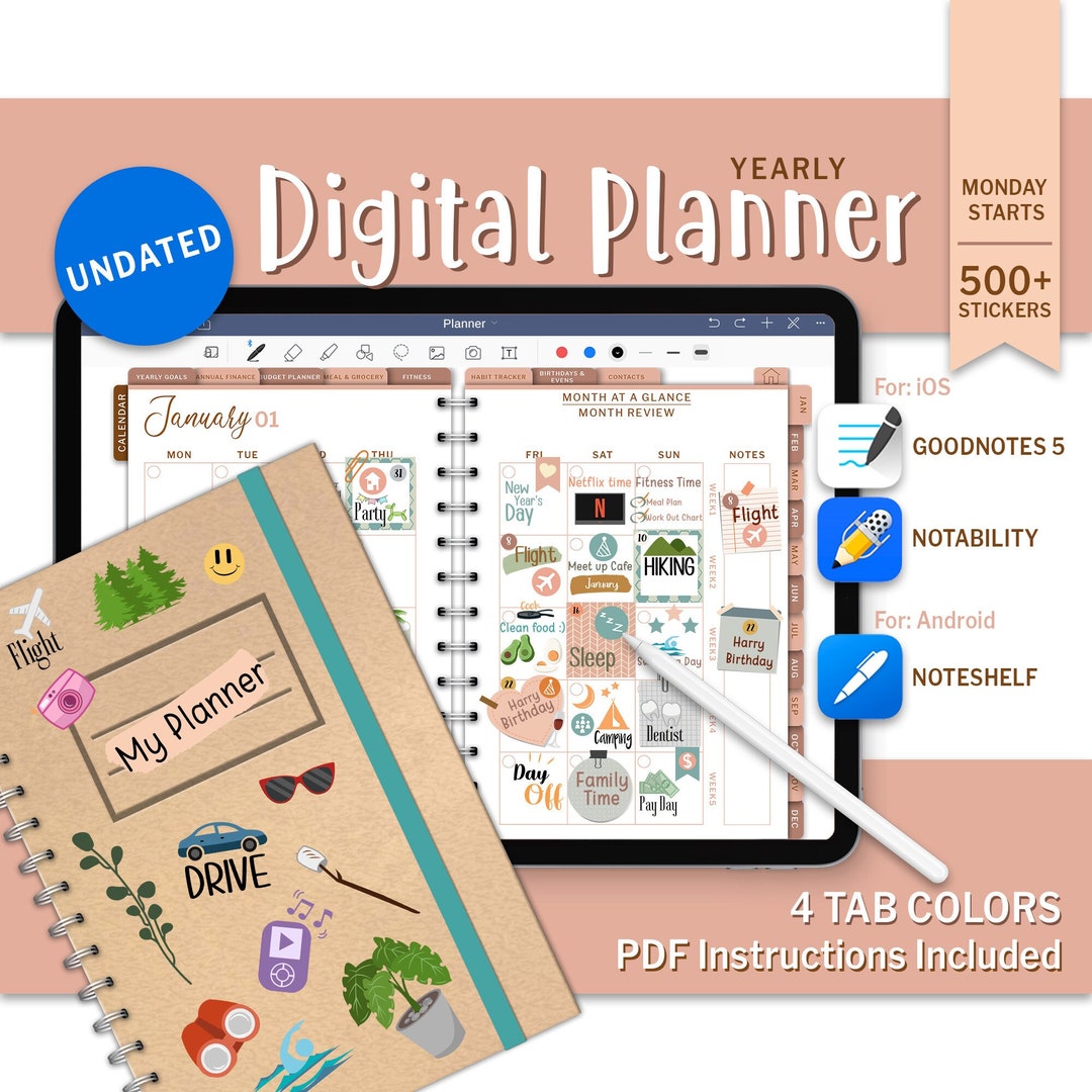 Boho Style Digital Planner Goodnotes Android or Ipad Planner - Etsy