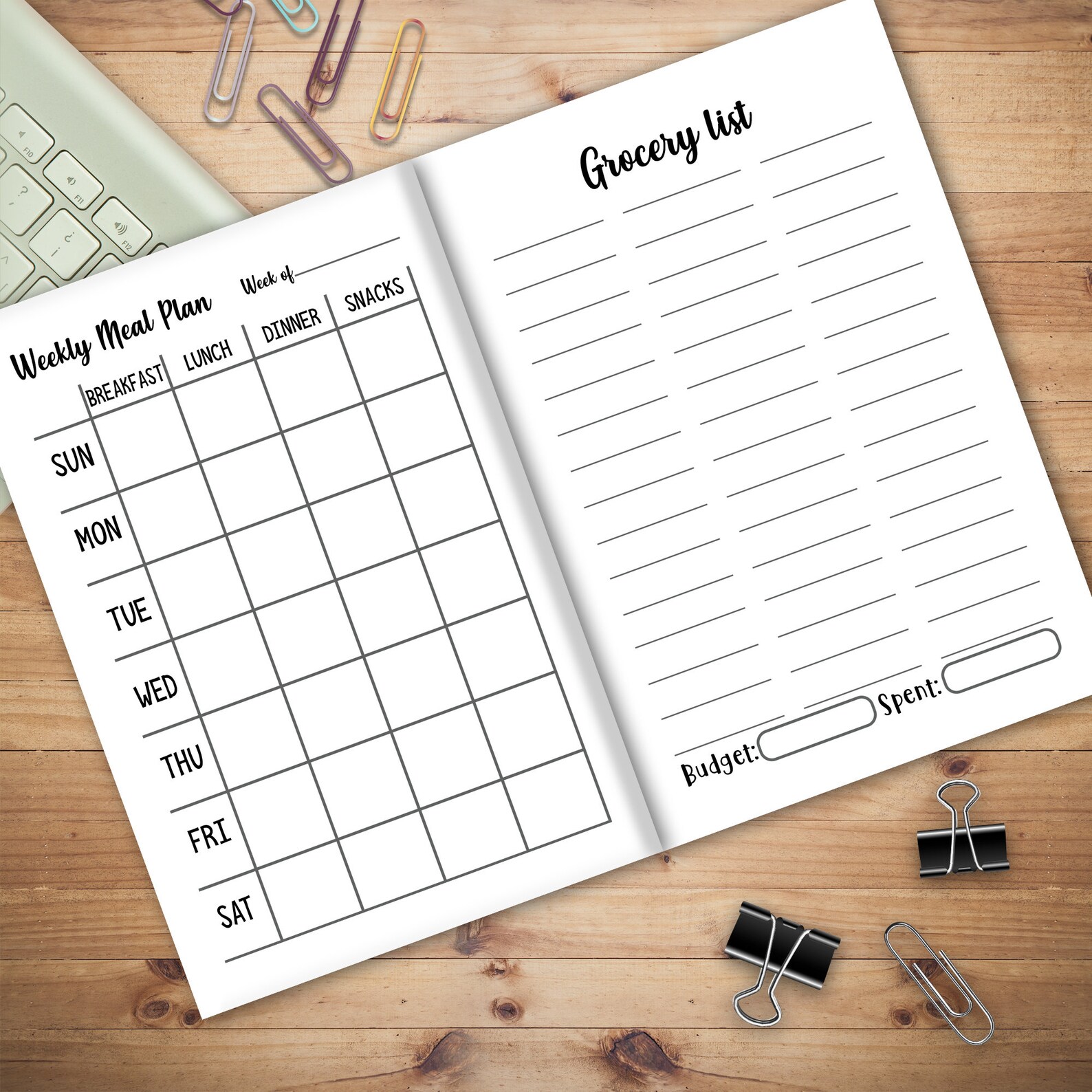Meal Planner and Grocery List, Grocery List Notebook, Meal Planner ...