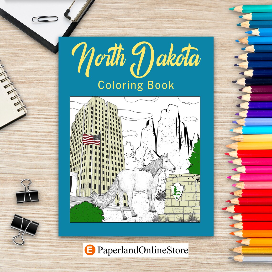 North Dakota Coloring Book Adult Painting on USA States - Etsy