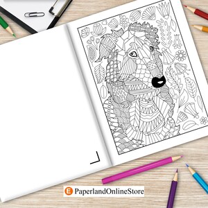 Borzoi Coloring Book, Coloring Books for Adults, Borzoi Zentangle ...