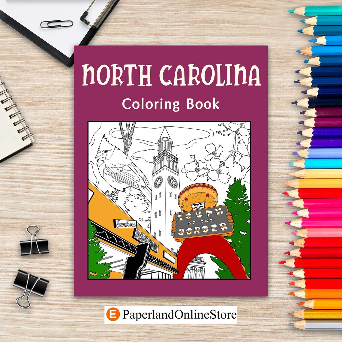 North Carolina Adult Coloring Book Painting on USA States - Etsy