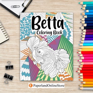 Betta Coloring Book, Adult Coloring Book, Fish Coloring Book, Zentangle ...