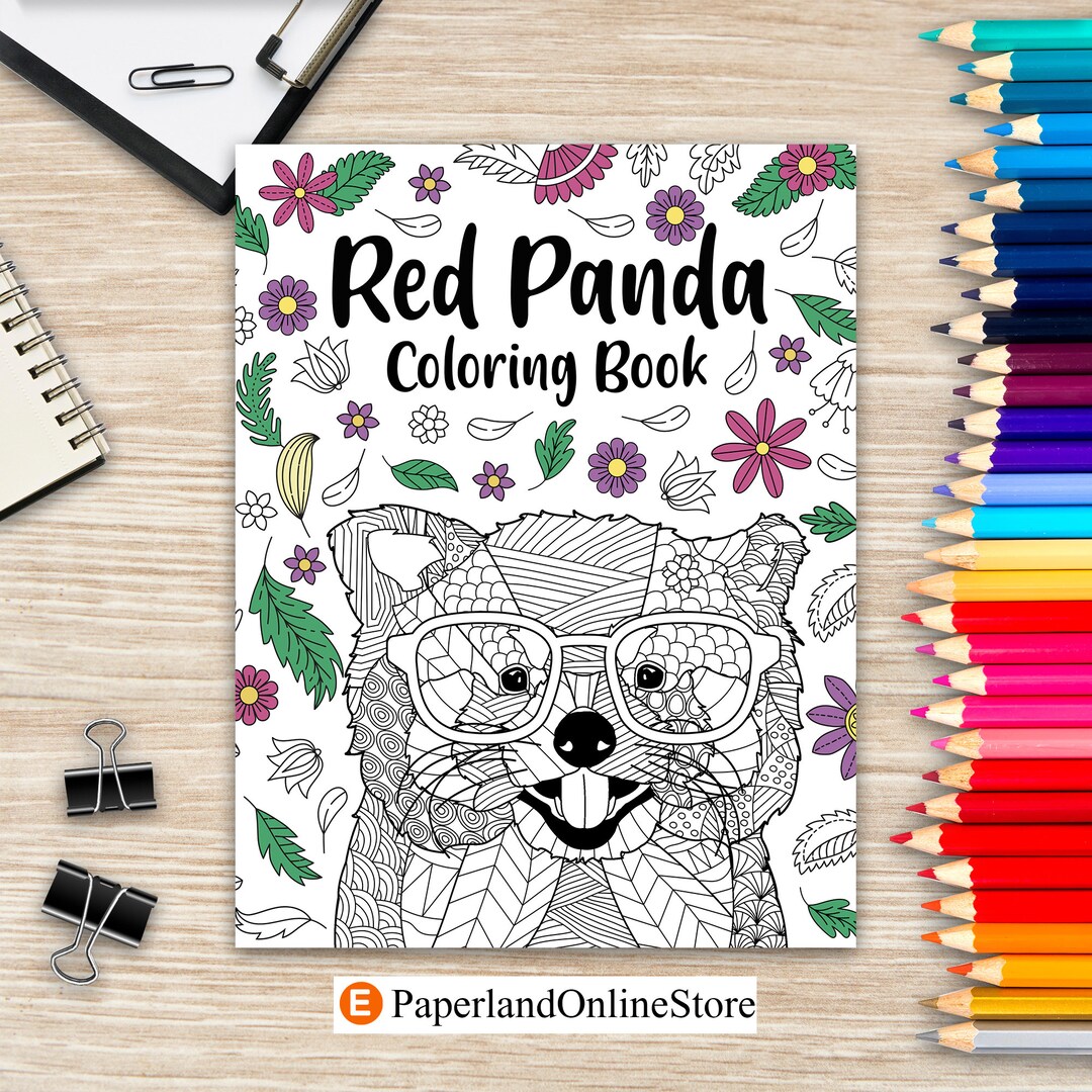 Red Panda Coloring Book, Coloring Books for Adults, Gifts for Panda ...