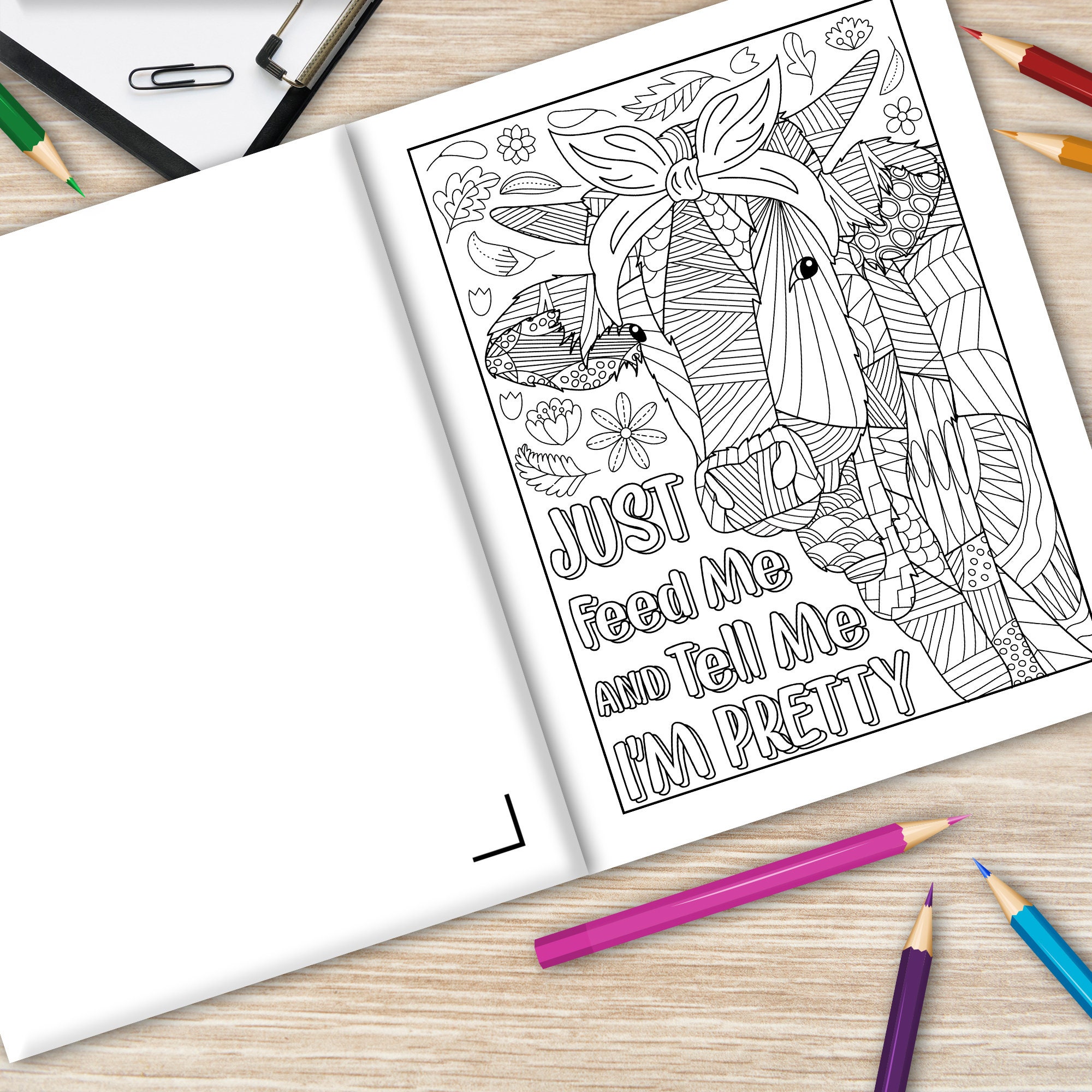 Cow Coloring Book Adult Coloring Book Cow Owner Gift Floral - Etsy