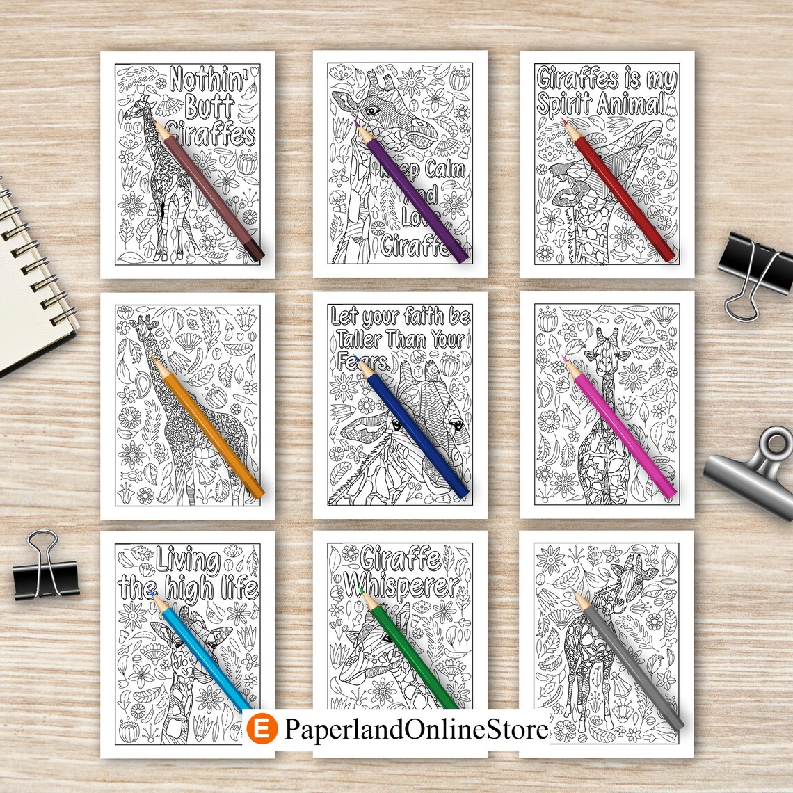 Giraffe Coloring Book Adult Coloring Book Animal Coloring - Etsy