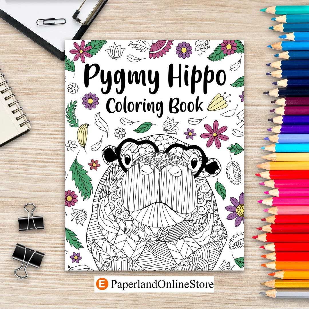 Pygmy Hippo Coloring Book, Moo Deng Hippos Lovers Gift, Relaxing ...