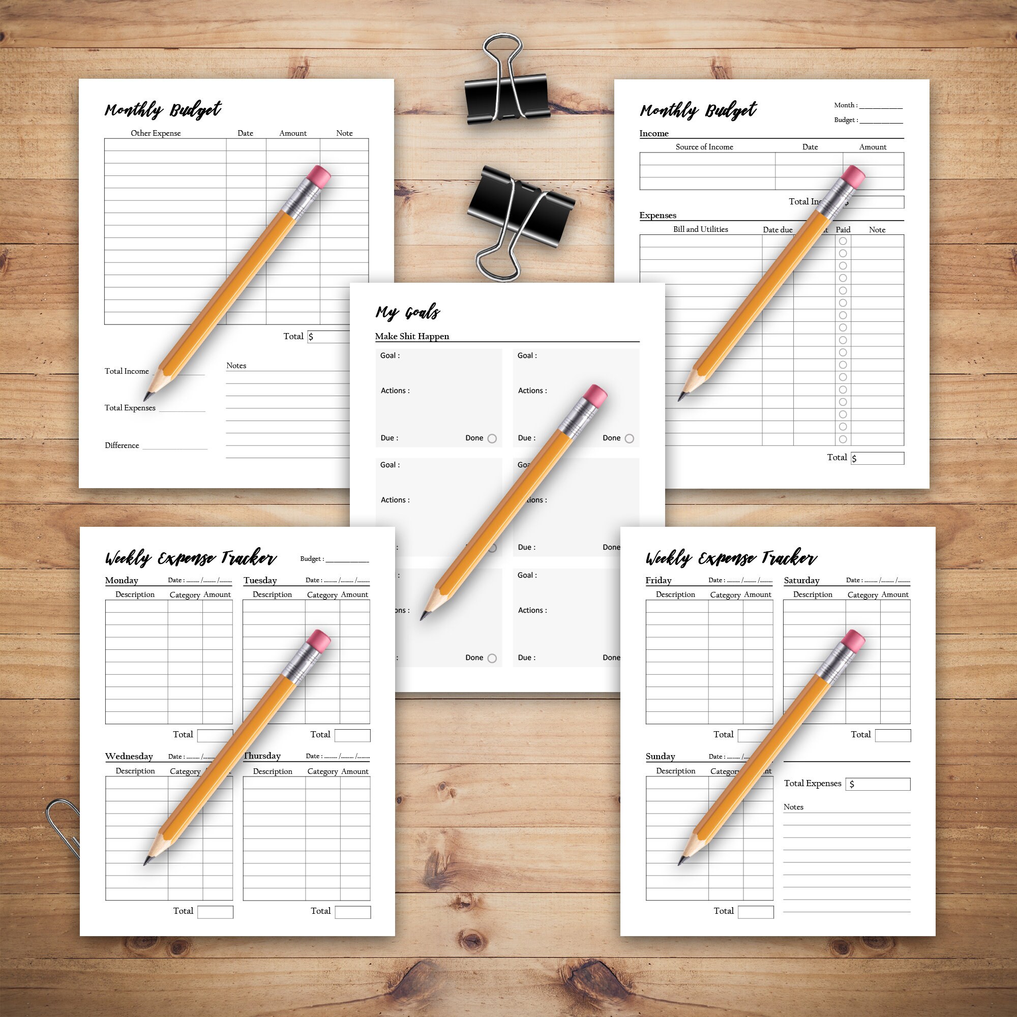 Get Shit Done, Adult Budget Planner (printed), Undated Daily Weekly ...
