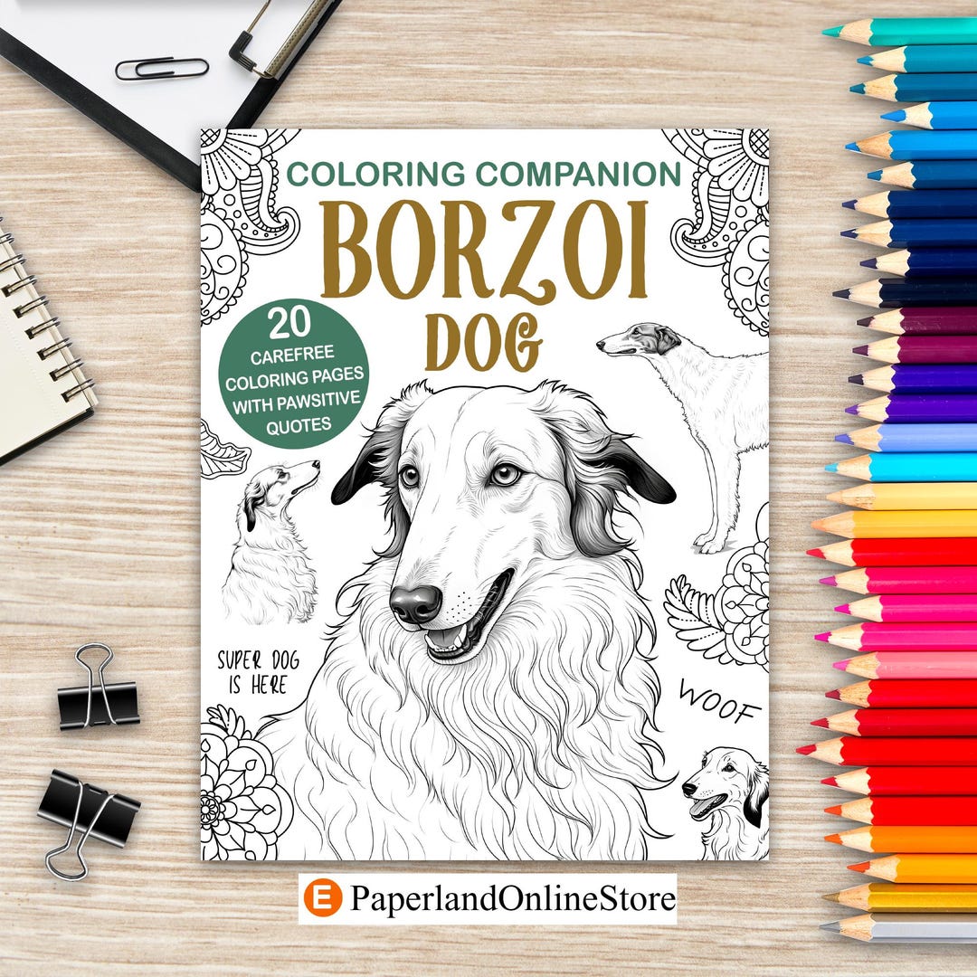 Borzoi Dog Coloring Book: Mandala Patterns & Funny Quotes - Etsy
