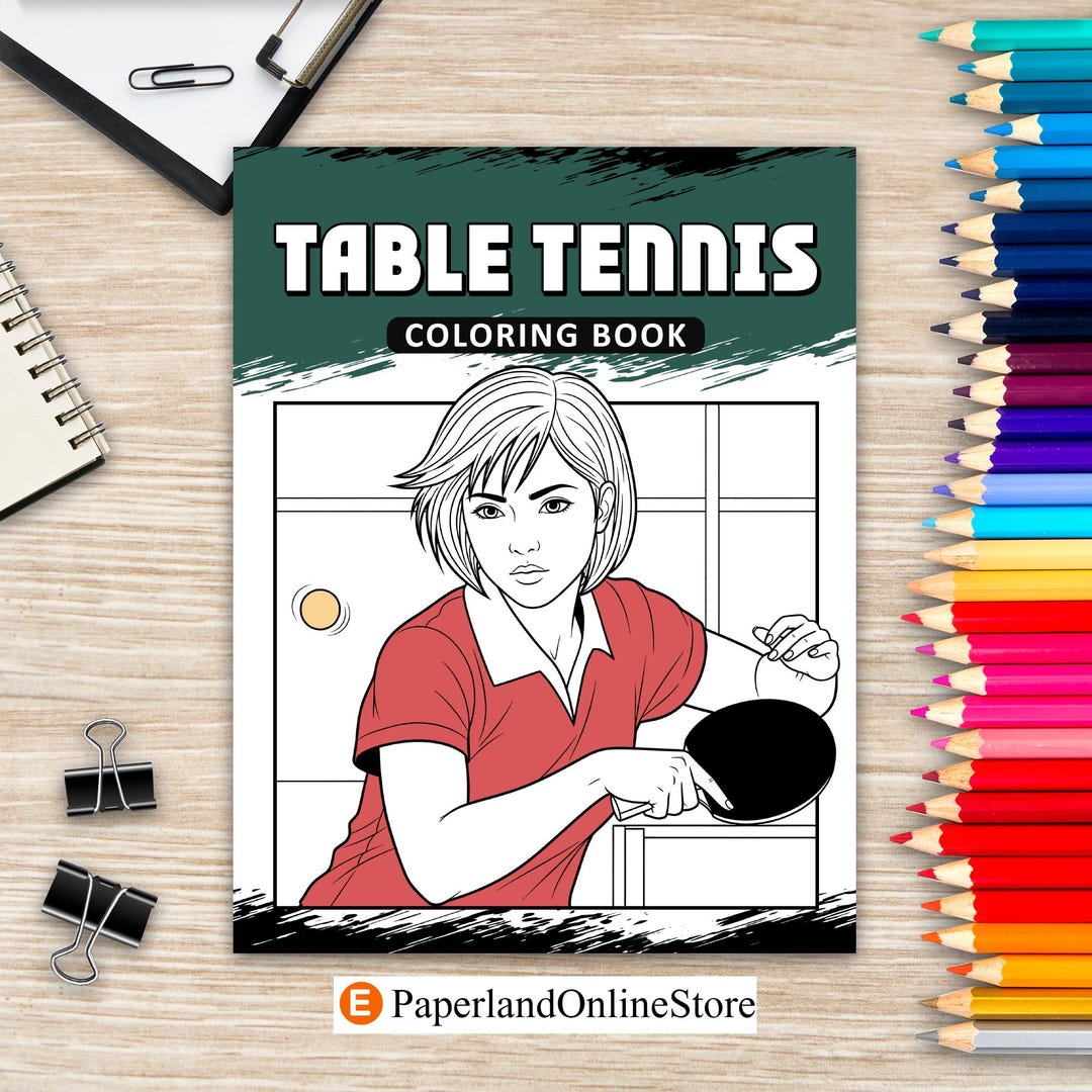 Table Tennis Coloring Book: Sport Girl Activity Pages, Stress Relief ...