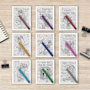 Otter Coloring Book, Adult Coloring Book, Animal Coloring Book, Floral ...