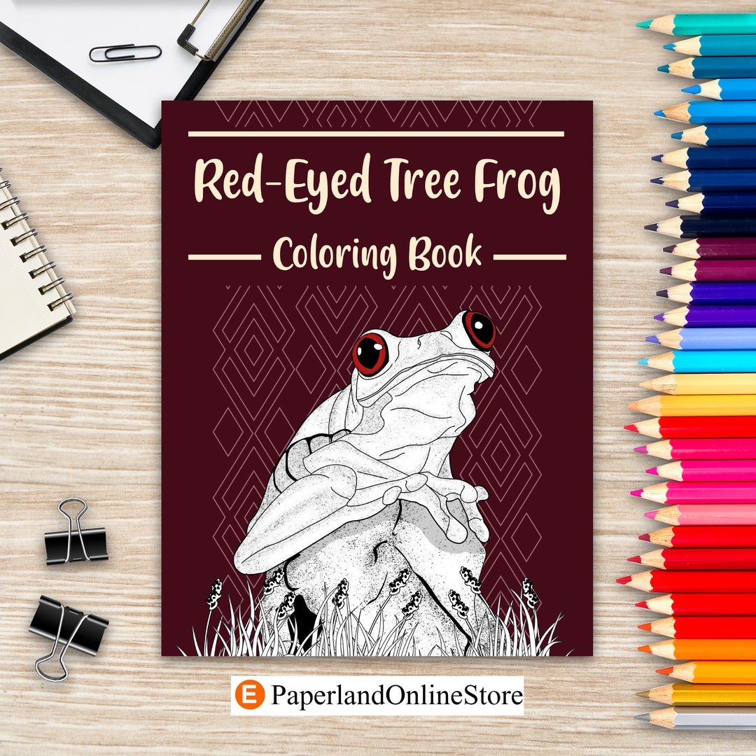Red-eyed Tree Frog Coloring Book, Coloring Books for Adults, Amphibians ...