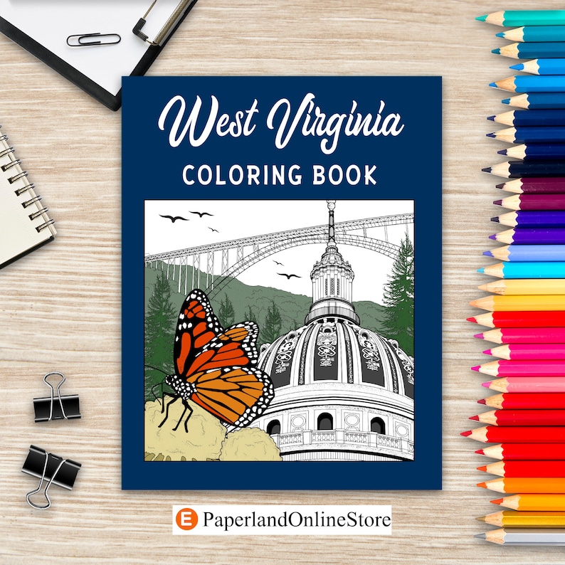 West Virginia Coloring Book Adult Painting on USA States - Etsy