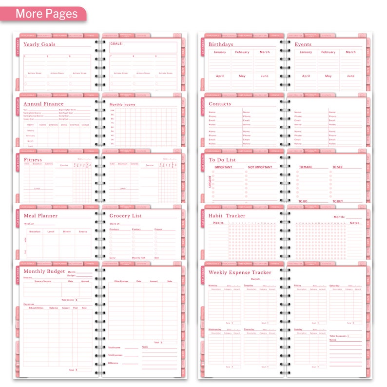 Pink Color Digital Planner, Goodnotes Android or iPad Planner, Undated ...