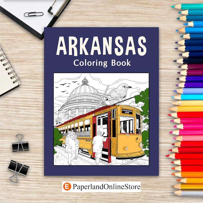 Arkansas Coloring Book Adult Coloring Page Painting on USA - Etsy