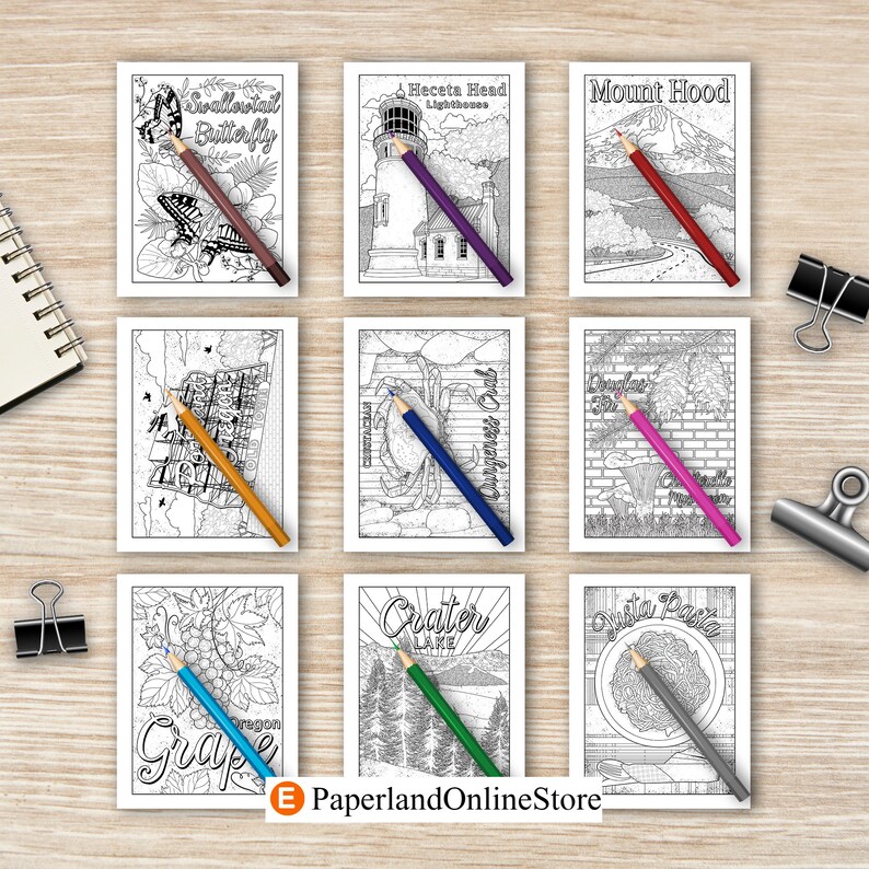 Oregon Coloring Book Adult Coloring Page Painting on USA - Etsy