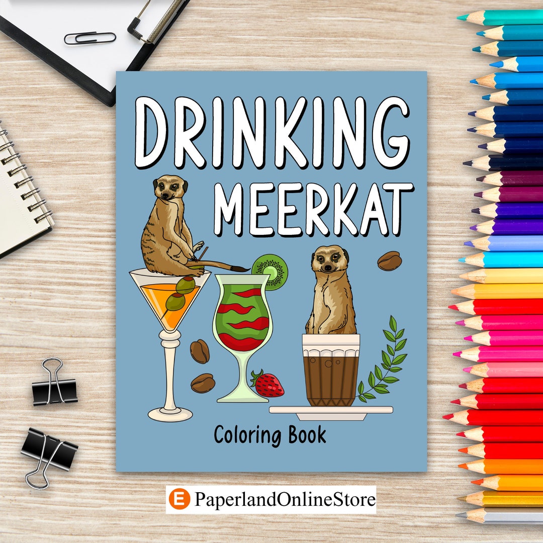 Drinking Meerkat Coloring Book, Animal Playful Painting Pages With ...