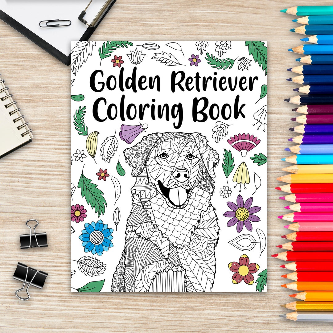 Golden Retriever Coloring Book, Adult Coloring Book, Dog Lover Gifts ...