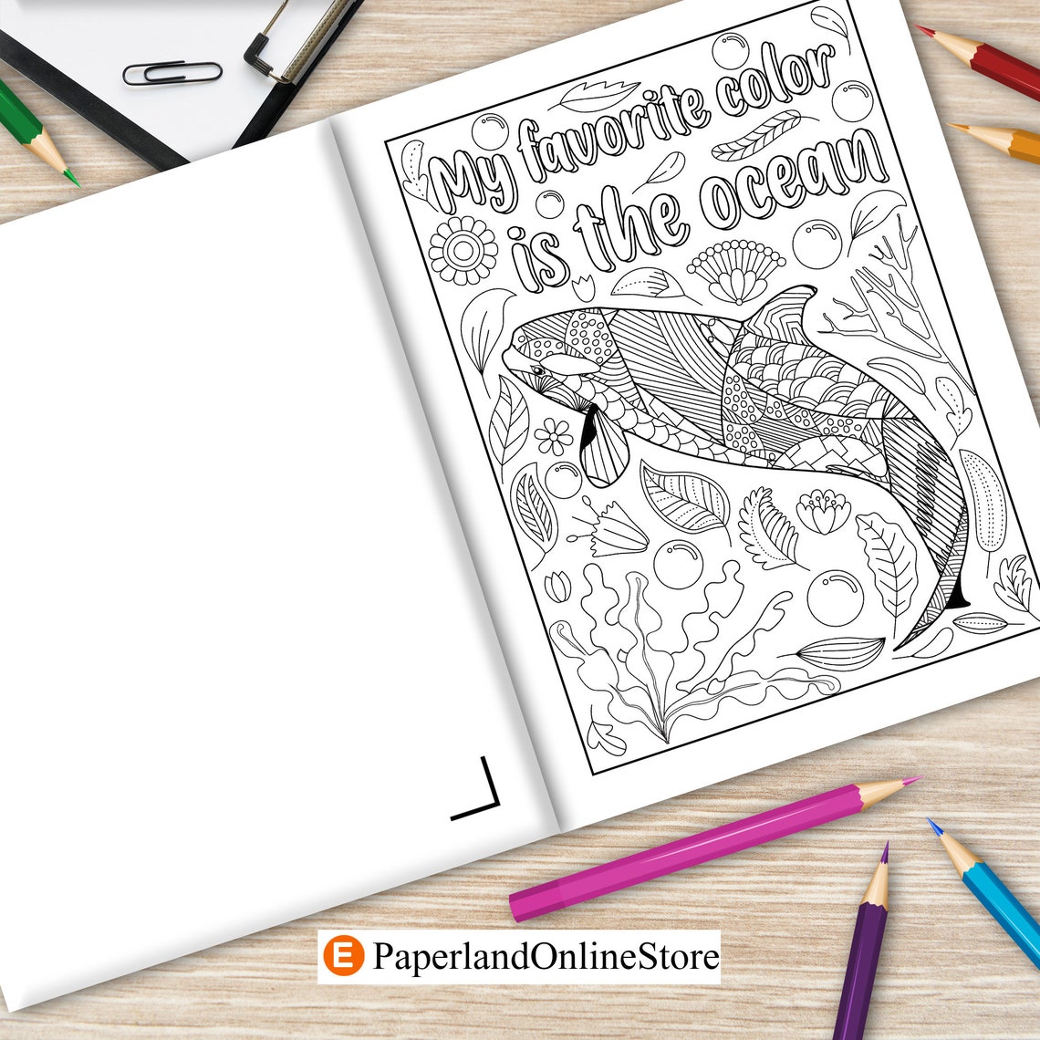 Orca Coloring Book Activity Coloring Books for Adults Floral | Etsy