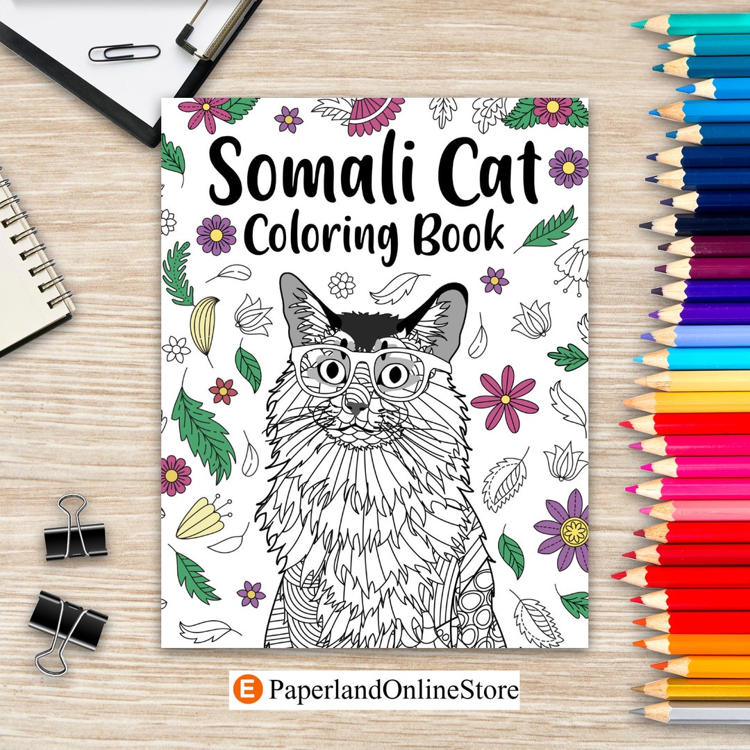 Somali Cat Coloring Book: Zentangle Animal Pattern, Floral Mandala ...