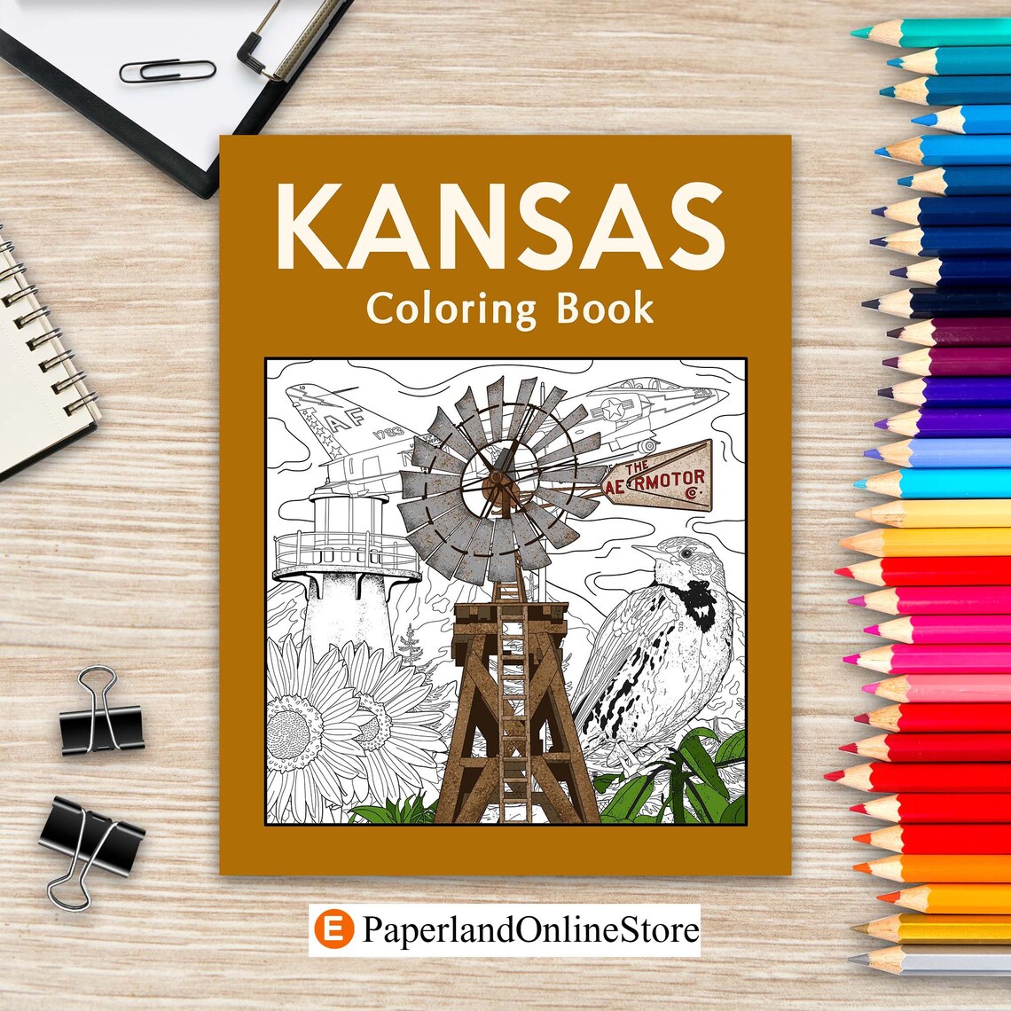 Kansas Coloring Book Adult Coloring Page Painting on USA - Etsy