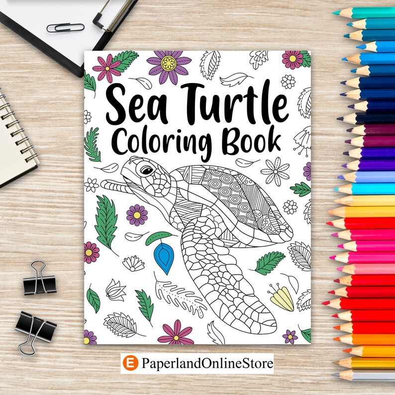 Sea Turtle Coloring Book Adult Coloring Book Sea Turtle - Etsy