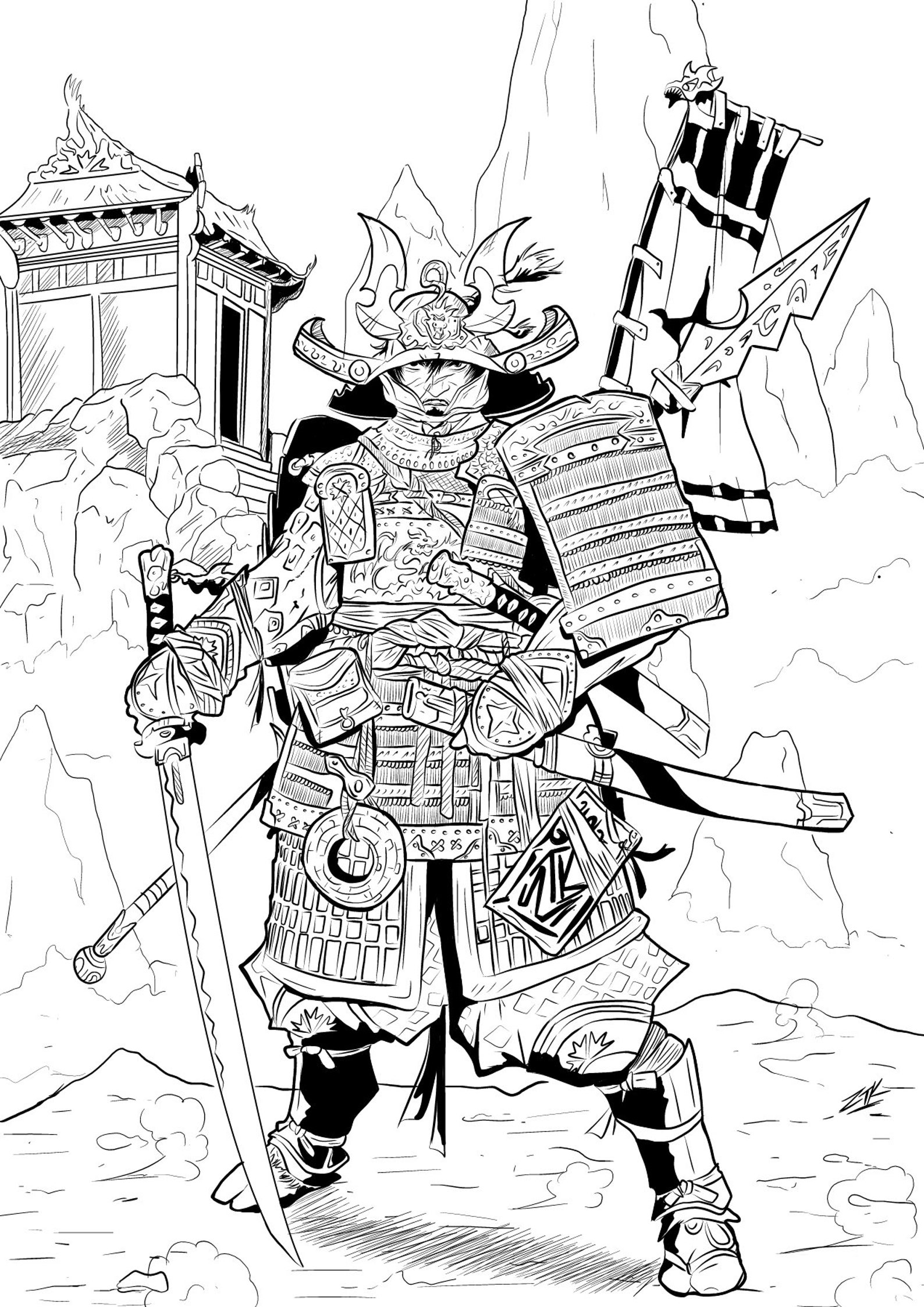 20 Samurai Coloring Pages For Kids Kids Coloring Pages | Etsy