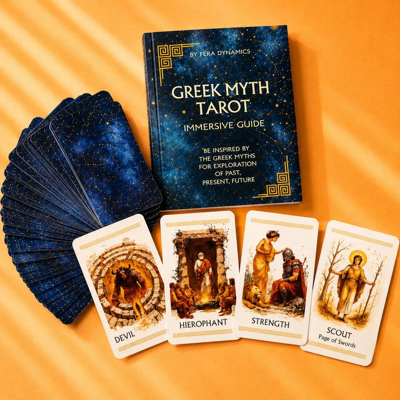 Greek Mythology Tarot Deck, 78 Cards, Bilingual English Spanish ...