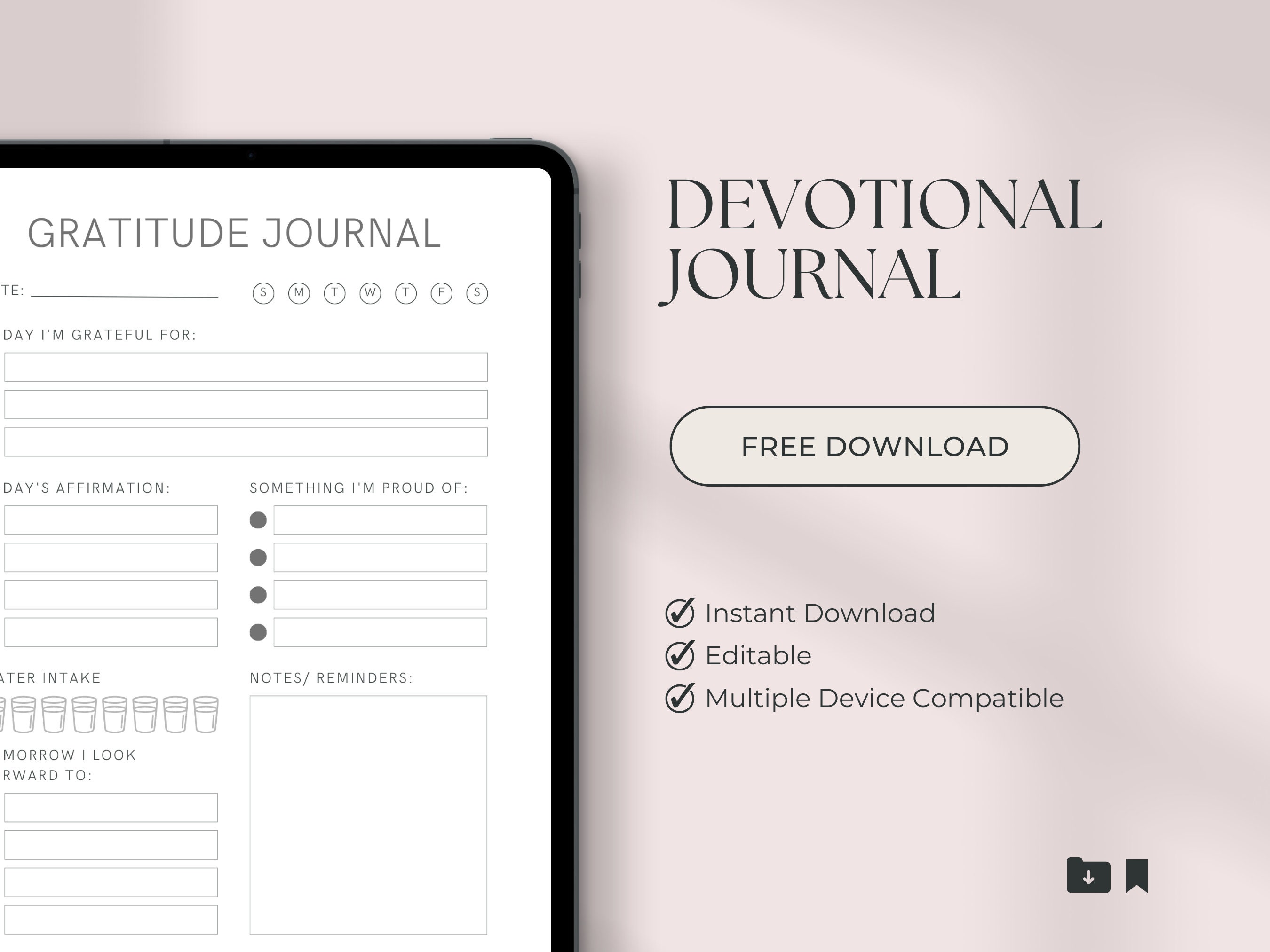 Daily Devotional Journal Printable Bible Study Journal Prayer Journal for Devotional Mornings ...